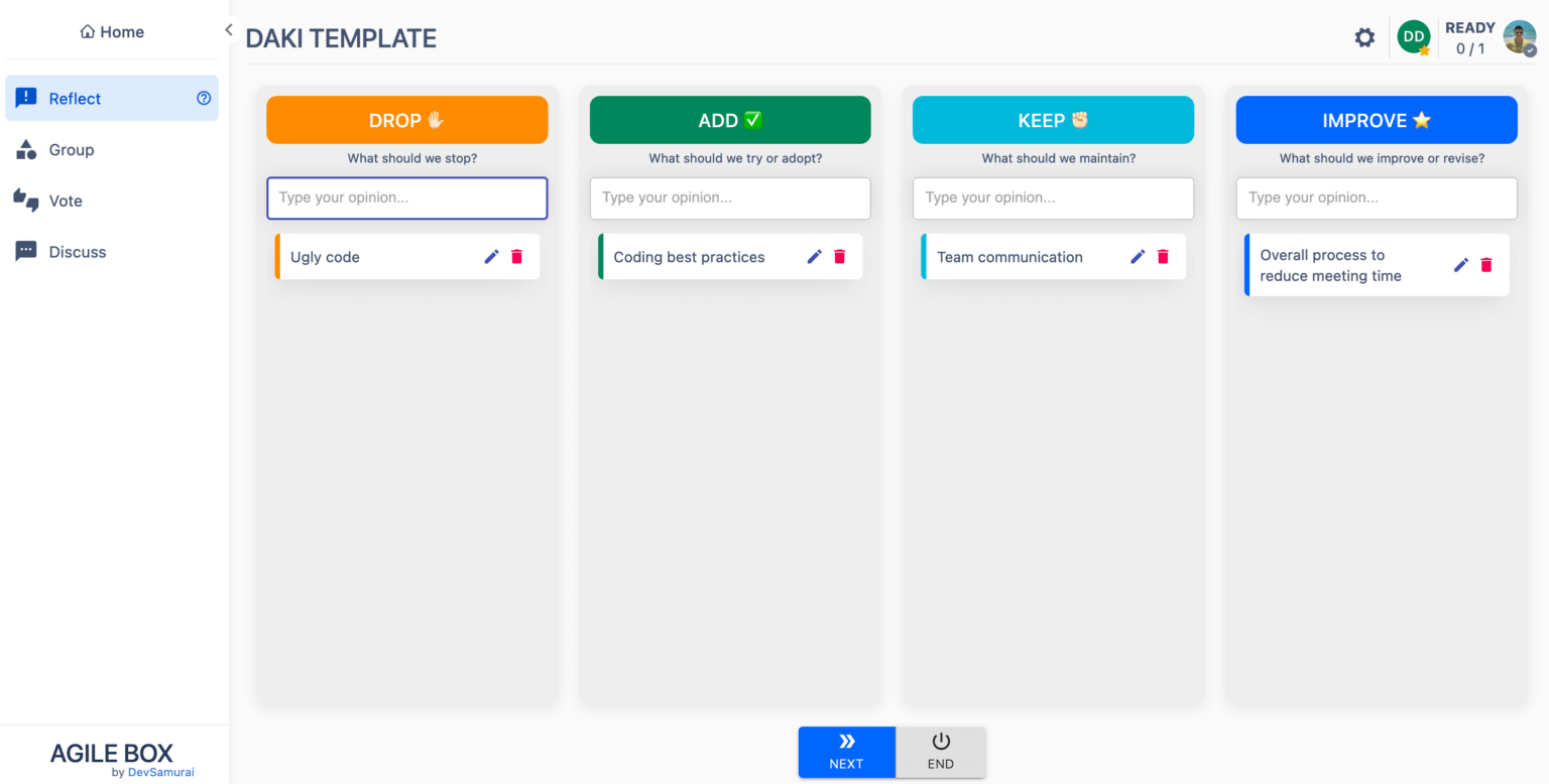 Drop Add Keep Improve - DAKI - ProductGo - Agile User Story Map for Jira