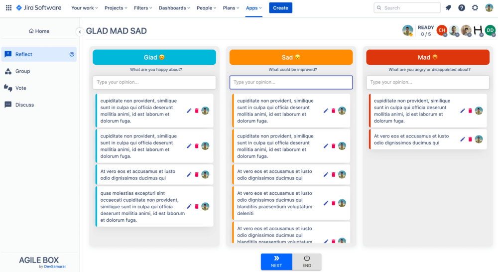 Mad Sad Glad Retrospectives - ProductGo - Agile User Story Map for Jira
