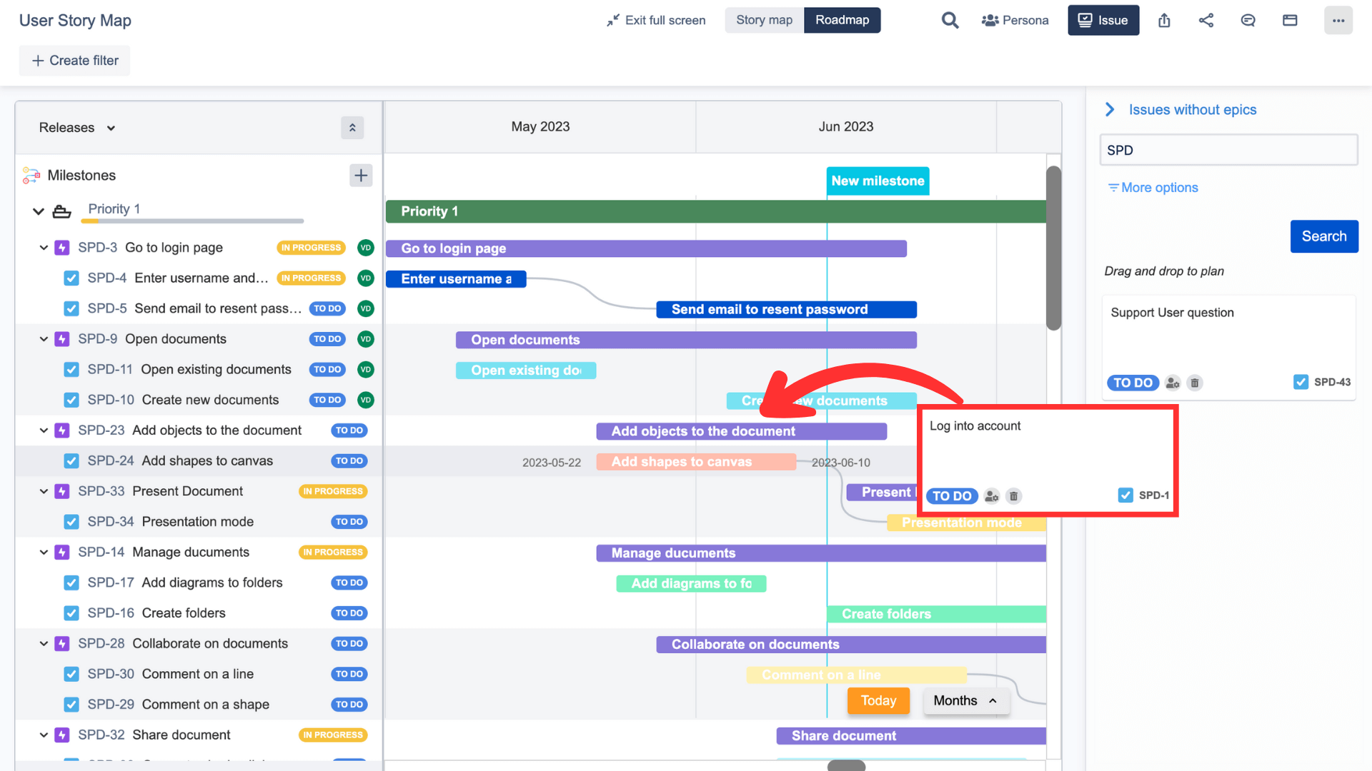 Roadmap for Jira - User Story Map for Jira